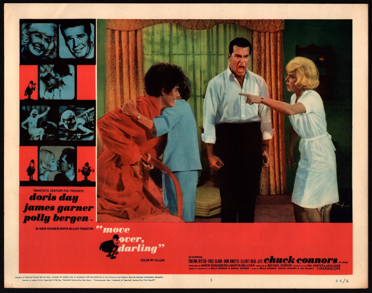 1963 Move Over, Darling #3 Lobby Card 11x14 Doris Day James Garner Pol ...