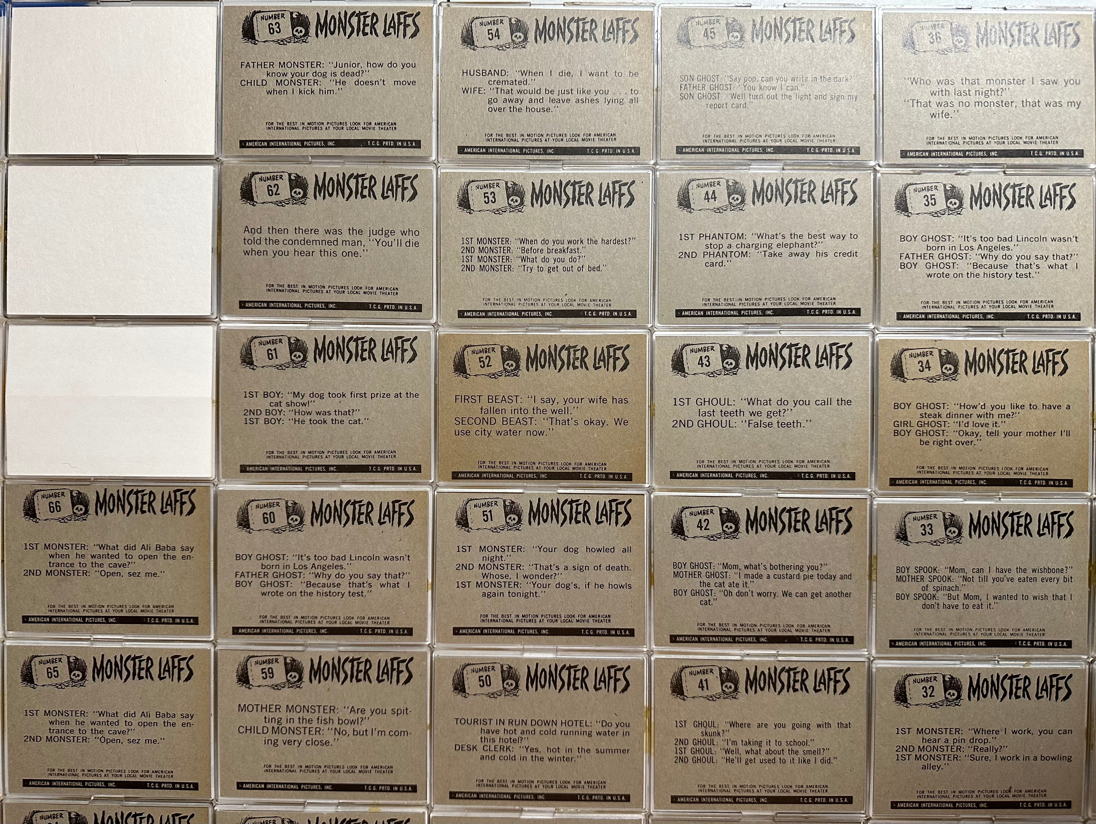 1966 Monster Laffs Complete Vintage Complete Trading Card Set (66) Hor ...