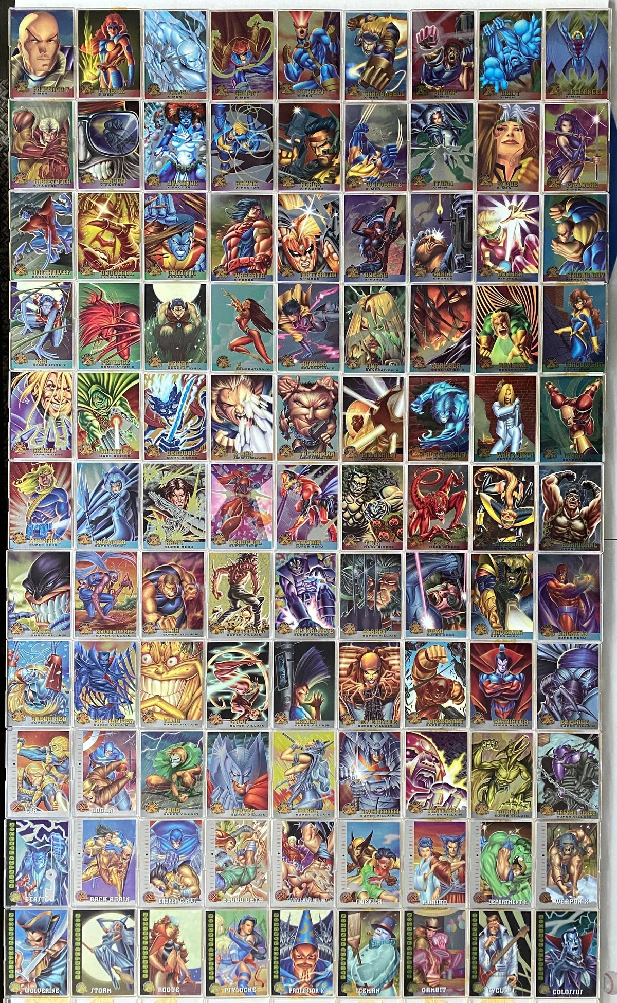 1995 Fleer Ultra X-Men All Chromium Base Trading Card Set 100 Cards ...