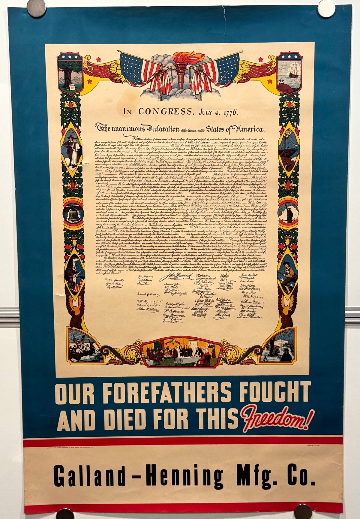 1942 World War II WW2 Original Propaganda Poster Declaration of Indepe ...