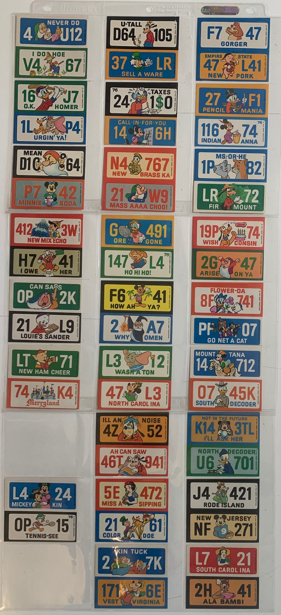 Walt Disney Crazy License Plates Sticker Set Complete Set 50 Stickers ...