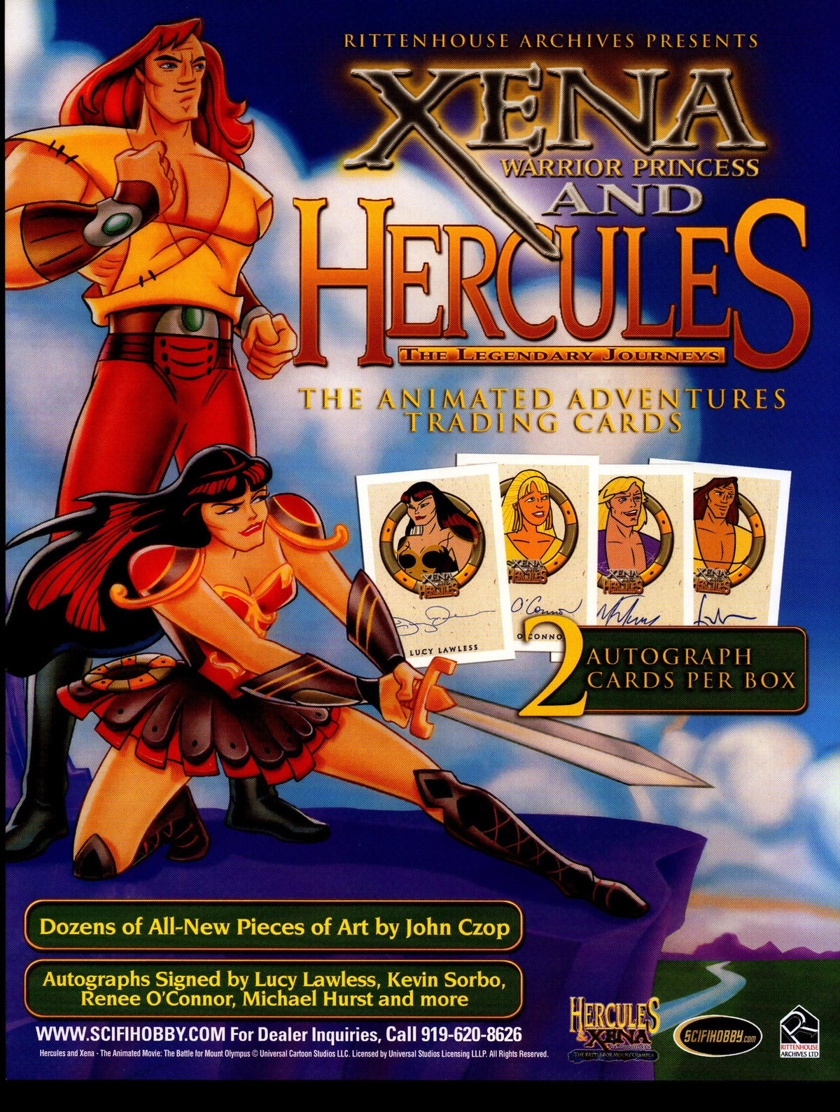 Xena & Hercules Animated Adventures Trading Card Dealer Sell Sheet Sal ...