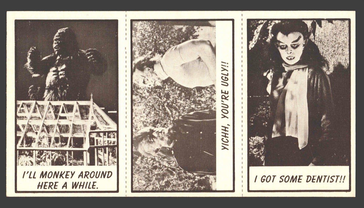 1963 Monster Laffs Midgees Trading Card Panel of 3 Cards #33 #76 #18 ...