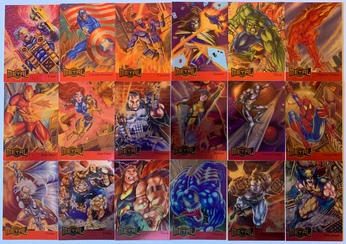 1995 Fleer Marvel Metal Inaugural Metal Blaster Chase Card Set 18 Foil ...