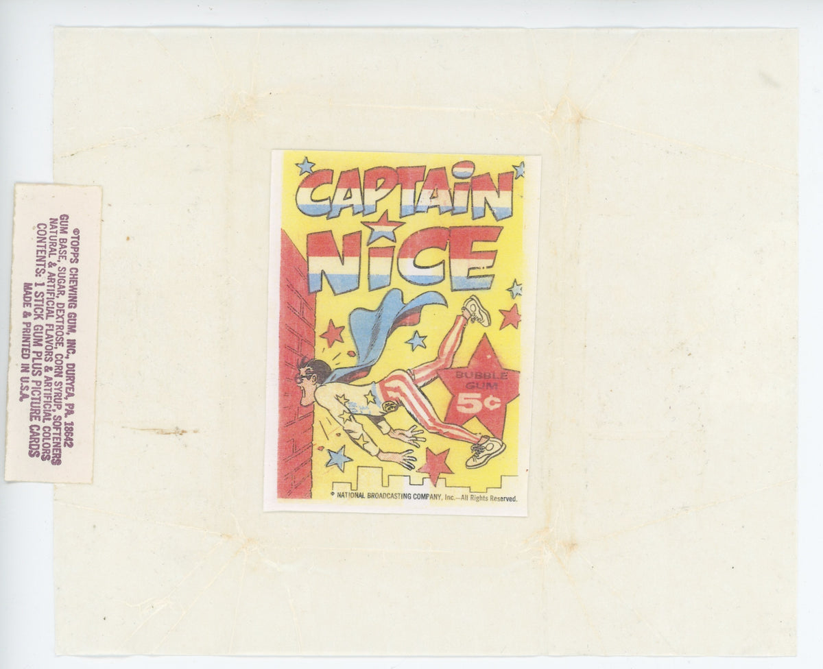 Captain Nice Vintage Test Card Gum Wrapper Topps 1965 Rare ...
