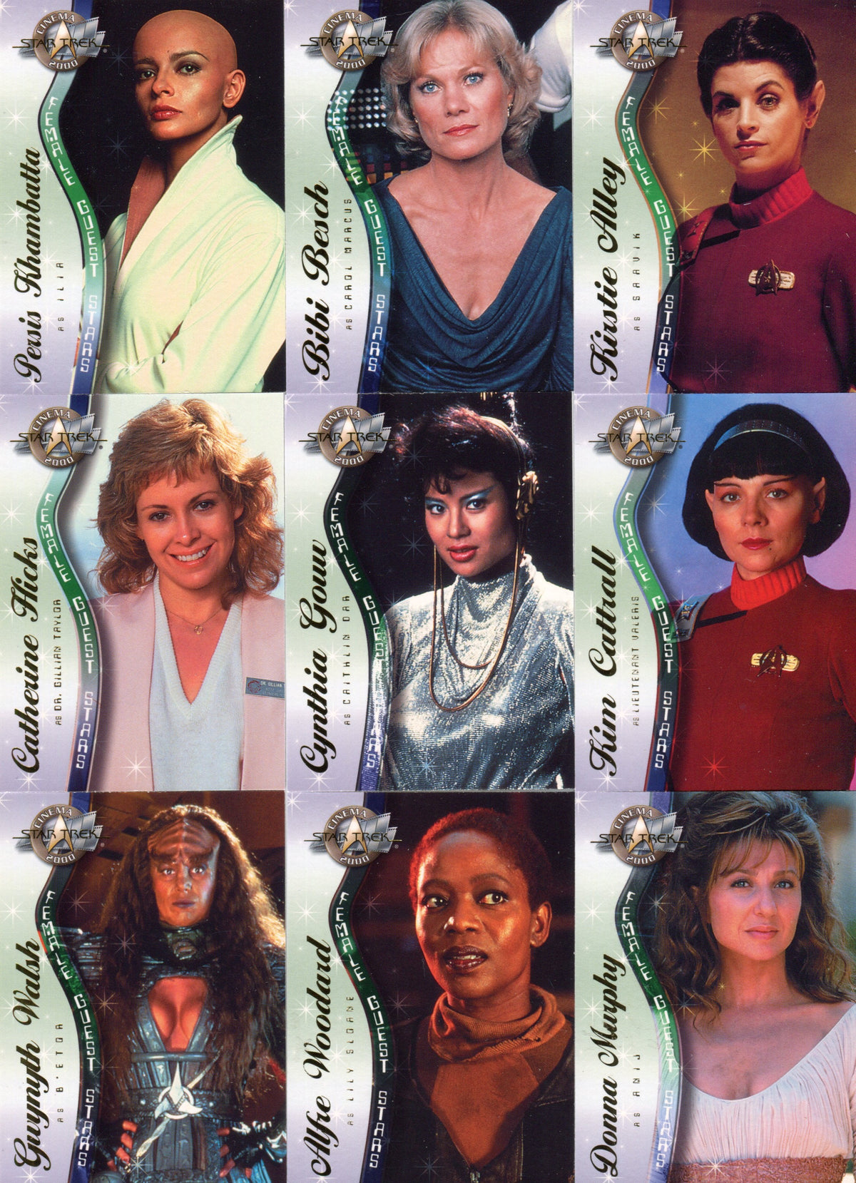 Star Trek Cinema 2000 Female Guest Stars Chase Card Set F1 thru F9 Sky ...