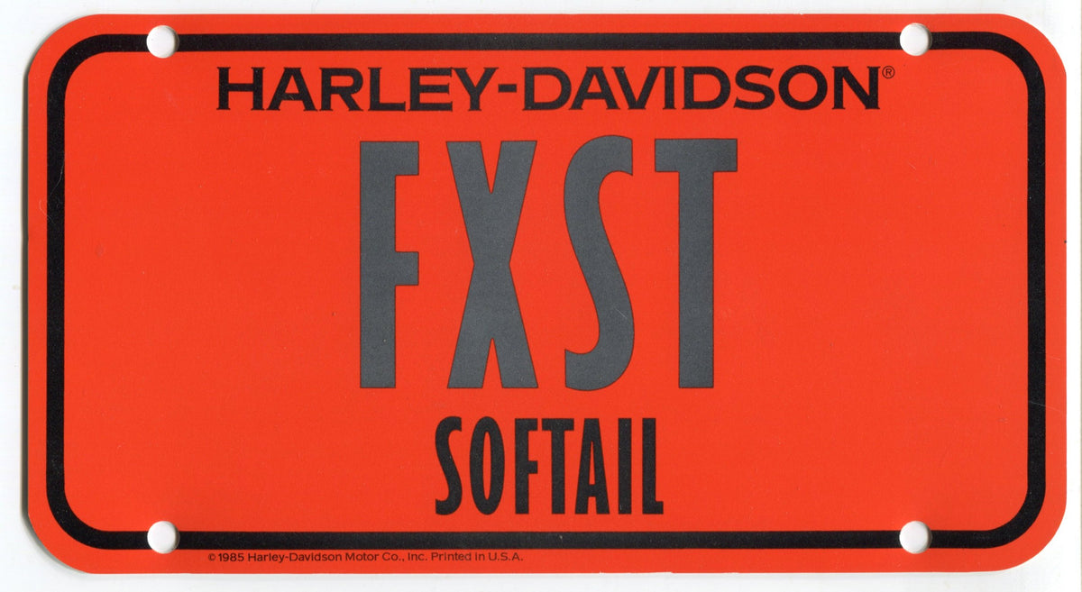 1985 Harley Davidson FXST Softail Dealer Showroom Display License Plat ...