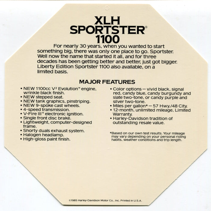 1985 Harley Davidson XLH Sportster 1100 "Stop Pretending" Dealer Hang ...