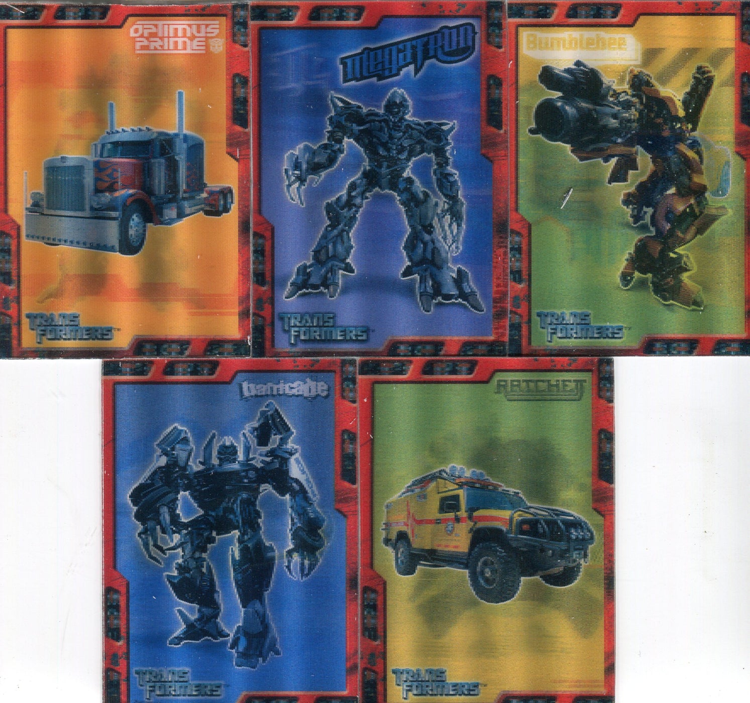 Transformers Movie Flix Pix Motion Chase Card Set 5 Cards Topps 2007 ...