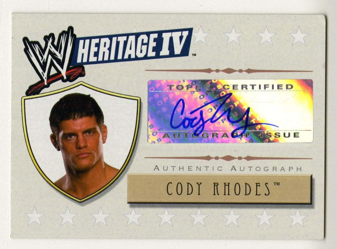 2008 WWE Heritage IV Cody Rhodes Autograph Trading Card Topps Rookie ...