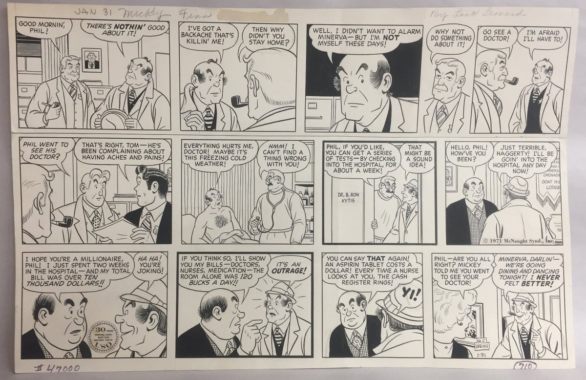 Micky Finn Comic Strip Original Art by Morris Weiss 1-31-1971 ...