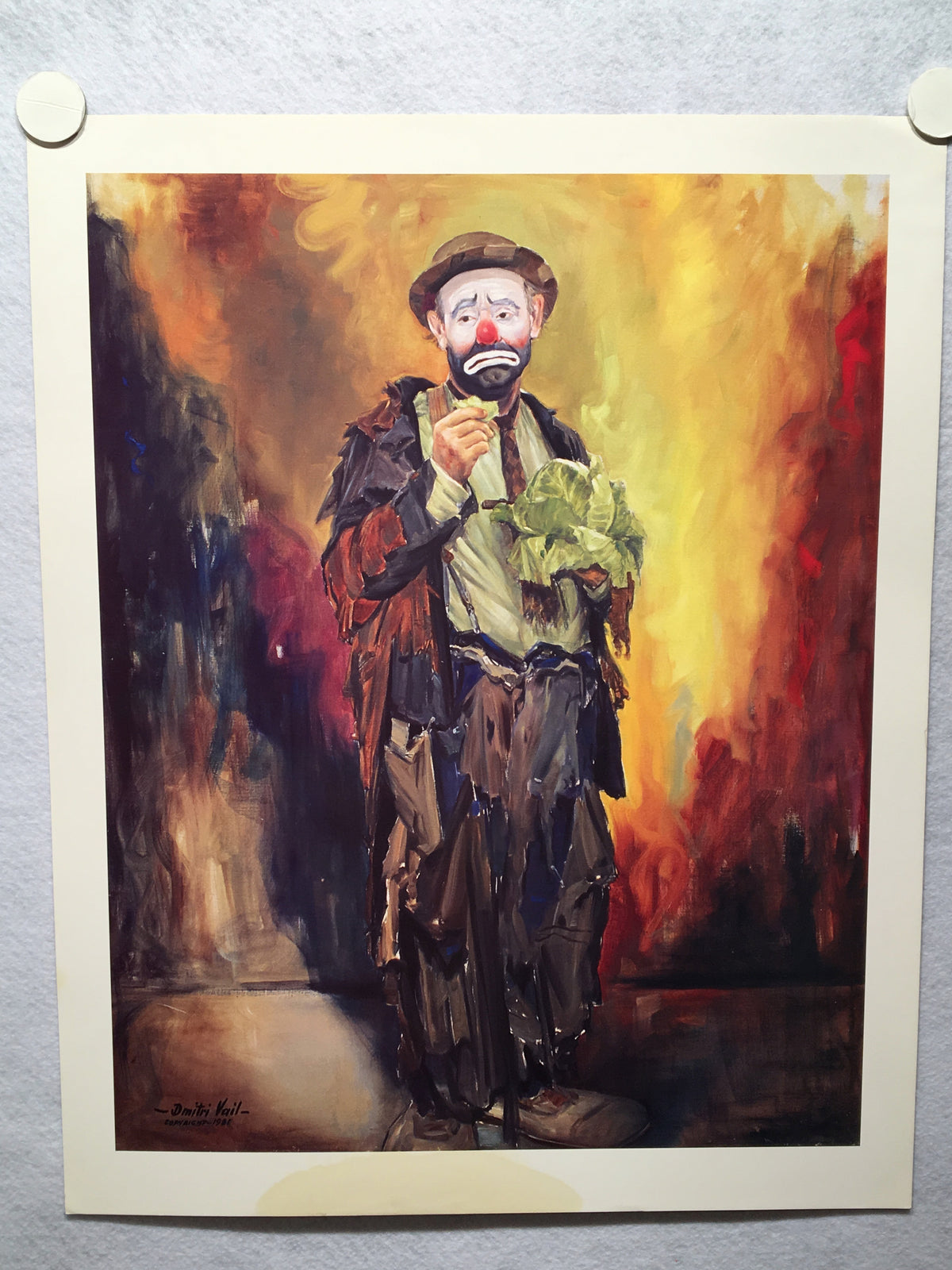 Dmitri Vail - Dallas Texas Artist 1966 Sad Hobo Clown Eating Lettuce P ...
