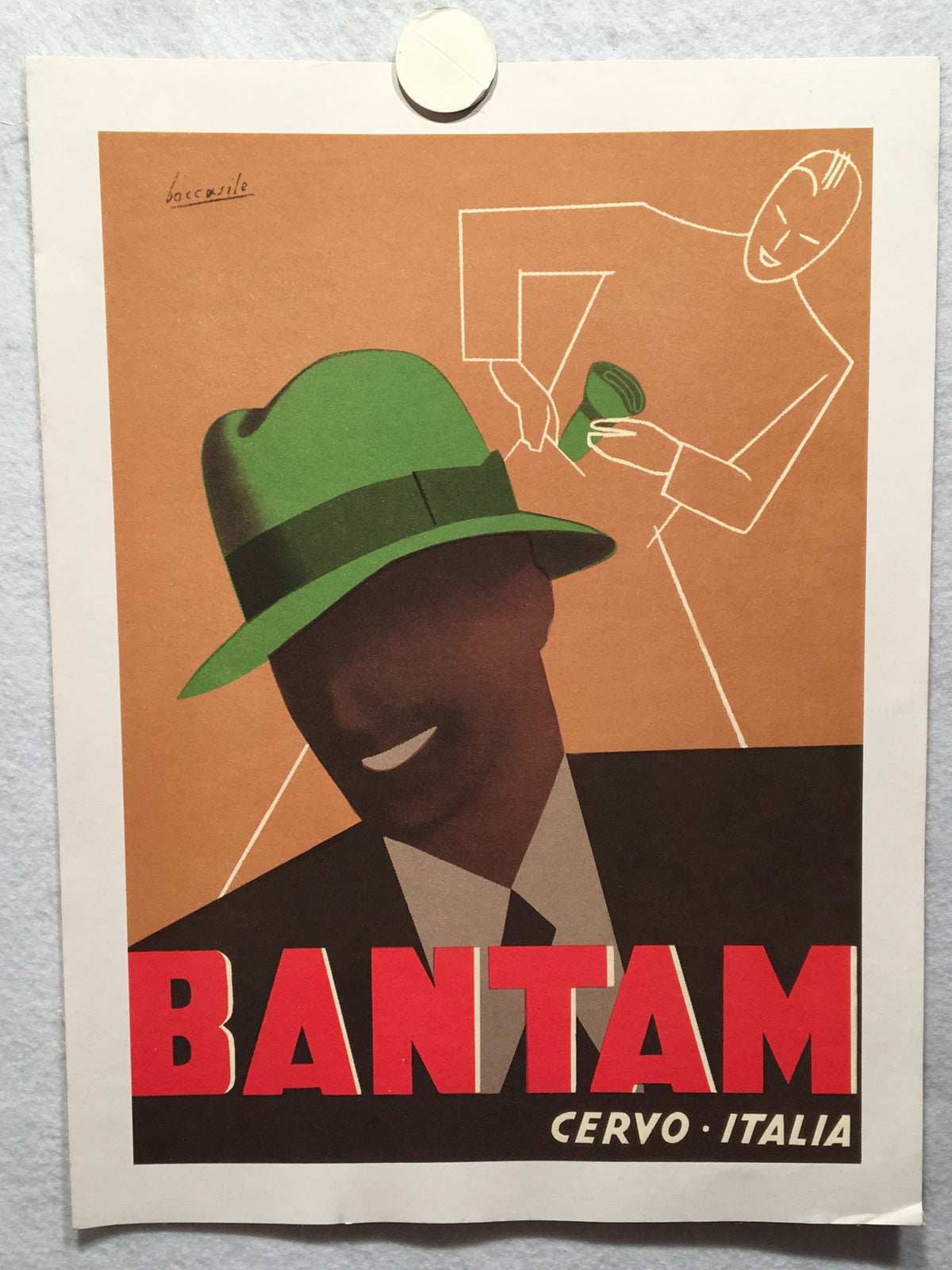 Vintage Italian BANTAM Hat Poster by BOCCASILE - Cervo - Italia Decor ...