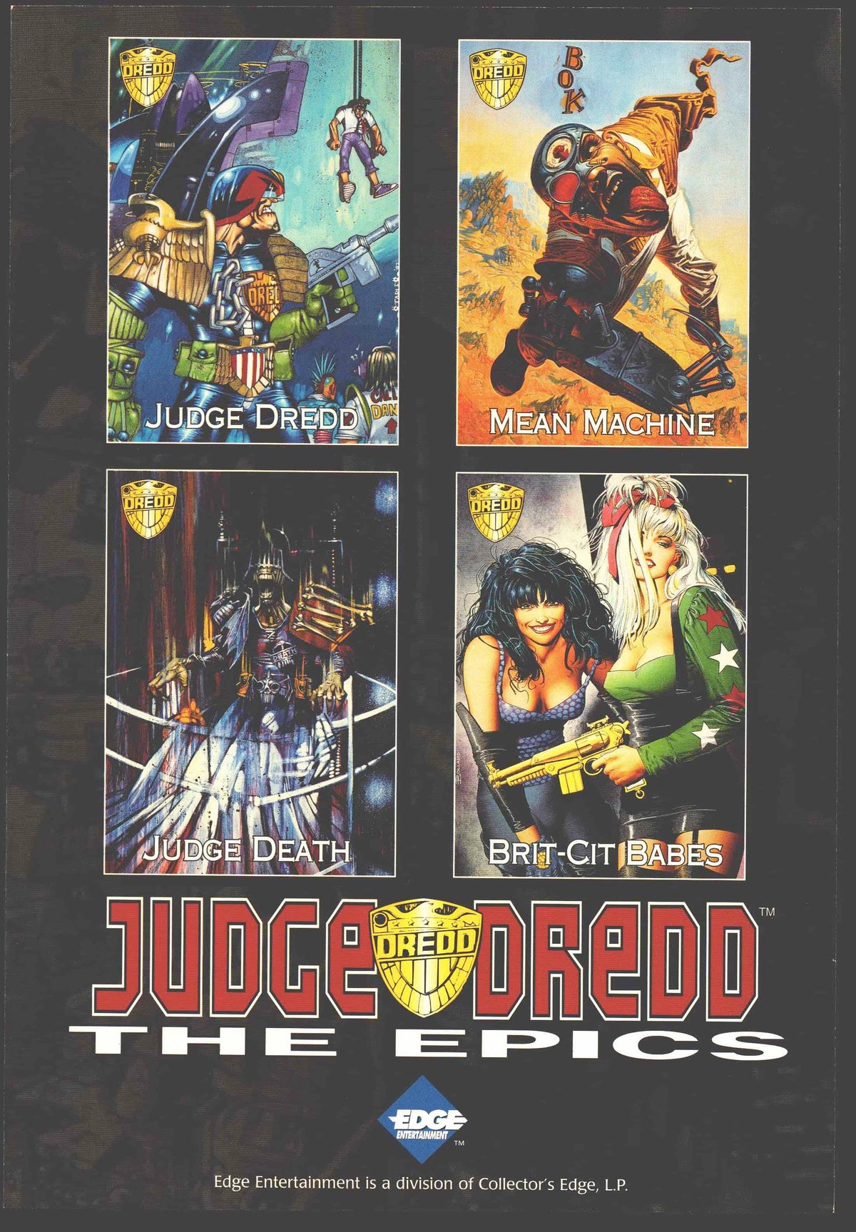 1995 Judge Dredd Uncut 4 Card Panel Promo Prototype Sheet Edge Ent ...