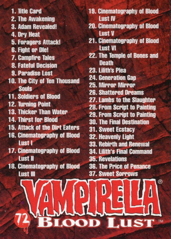 Vampirella Blood Lust Trading Base Card Set 72 Cards Comic Images 1997 ...