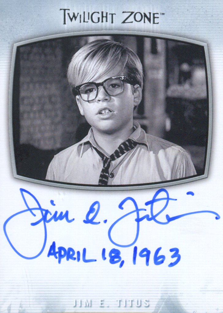 Twilight Zone Archives 2020 Jim E. Titus April 18, 1963 Autograph Card ...