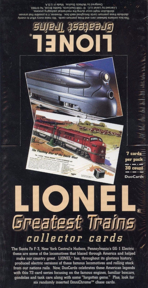 Lionel Greatest Trains Card Box 30 Packs Duocards 1998 — TvMovieCards.com
